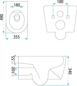 Rea, Závěsná WC mísa Rea Gustavo Rimless, REA-C1652