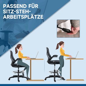 Kancelářská židle Vinsetto s nastavitelnou výškou a podnožkou do 120 kg černá ergonomická židle pro pohodlnou práci | Aosom.de