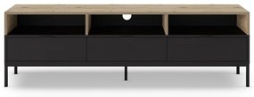 TV stolek v dekoru dubu v černo-přírodní barvě 180x55 cm Marion – Marckeric