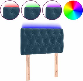 Čelo postele s LED tmavě modré 80 x 7 x 78/88 cm samet 3121982