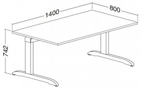 Stůl ProOffice C 80 x 140 cm