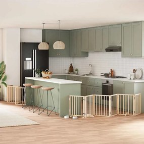 Zábrana pro psy s dvířky skládací 15 panelů 750 cm topol 3155531