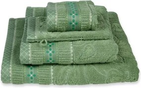 Pip Studio ručníky z bavlněného froté Jasmine Jacquard, zelený (Luxusní ručníky z bavlněného froté v designu Jasmine Jacquard v zelené barvě)
