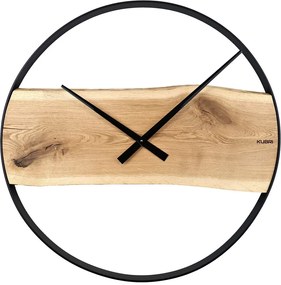 KUBRi 1005A - Obrovské 80 cm hodiny z masivního dubu s kovovým rámem