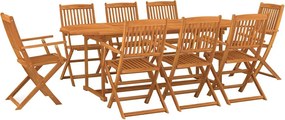 9dílný zahradní jídelní set 220x90x75 cm masivní akáciové dřevo 3086974