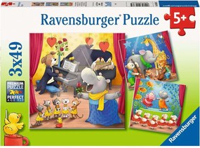Ravensburger puzzle zvířátka na pódiu 3x49 dílků
