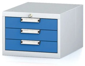 Alfa 3 Závěsný dílenský box na nářadí k pracovním stolům MECHANIC, 3 zásuvky, 480 x 600 x 351 mm, modré dveře
