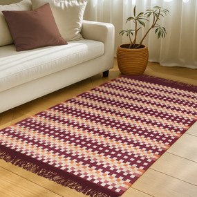 Ervi tkaný koberec Kelim K840C vínový, 160x250