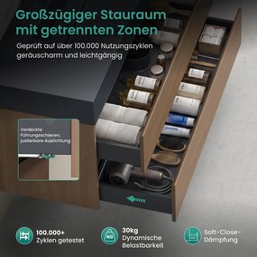 Design LED luxusní koupelnová skříňka s umyvadlem DOPORRO DEEP - 120cm Barva: eiche