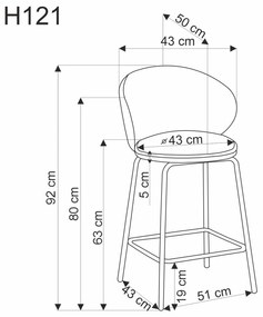 Barová židle Cayden H121 popelavě šedá