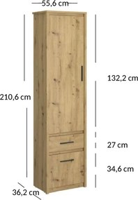 Regál 2d1s dub artisan Ayson