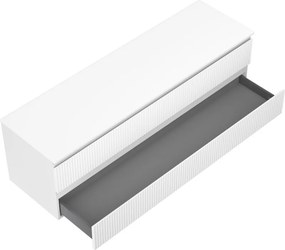 Mexen Rivel koupelnová skříňka pod umyvadlo 160 cm s deskou, 2 zásuvky, rýhovaná, bílá mat - 91A20-16047-2-BFFC01