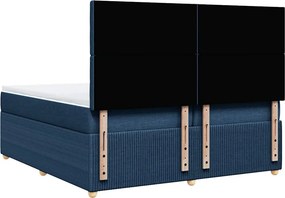 Box spring postel s matrací modrá 200x200 cm textil 3292183