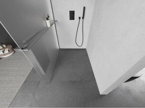 Mexen Kioto+, sprchová zástěna Walk-In s poličkou a věšákem 70 x 200 cm, 8mm sklo námraza, grafitový profil, 800-070-121-66-30