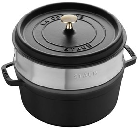 Staub Cocotte hrnec kulatý s napařovací vložkou 26 cm/5,2 l černý, 1133825