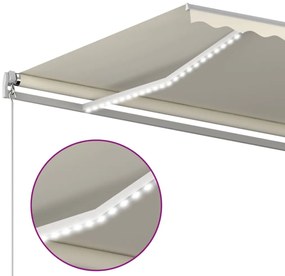 vidaXL Marketos Ručně zatahovací markýza s LED světlem 400 x 350 cm krémová