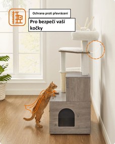 Songmics Odpočívadlo a škrabadlo pro kočky se skříňkou na toaletu, výška 140 cm PCT113G01