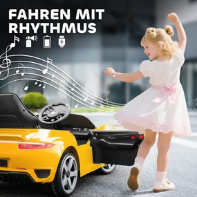AIYAPLAY Elektrické sedátkové auto pro děti, ovladatelné na dálku, hudba, klakson, USB, bezpečnostní pás, pro 3-5 let, žluté
