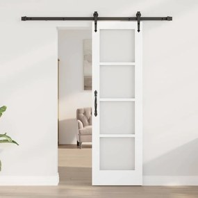 Posuvné dveře 61 x 198,5 cm Masivní borové dřevo a sklo Bílá 3332322