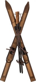 Hnědá antik dřevěná dekorace lyže Ski Vintage - 24*10*90 cm