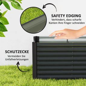 Outsunny sada 2 vyvýšených záhonů, odolný proti povětrnostním vlivům, záhon, zahradní záhon se studeným rámem, květináč, truhlík z pozinkované oceli,…
