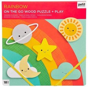 Petit Collage Robustní dřevěné puzzle Rainbow