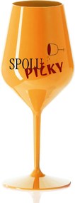 SPOLUPIČKY - oranžová nerozbitná sklenice na víno 470 ml