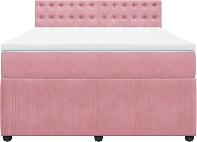 Box spring postel s matrací růžová 160x200 cm samet 3290099