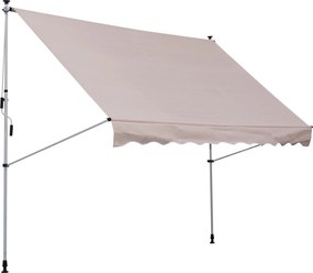 Záclona Outsunny s nastavitelnou výškou a kloubovým ramenem, odolná vůči nečistotám a povětrnostním vlivům, 150 cm široká na balkon a terasu, krémově