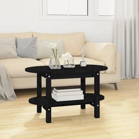 Konferenční stolek černý 80 x 45 x 45 cm masivní borové dřevo - Default Title