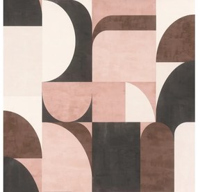 Vliesová tapeta geometrická - růžová, hnědá, černá 866551 / Tapety na zeď Symphony (0,53 x 10,05 m) Rasch