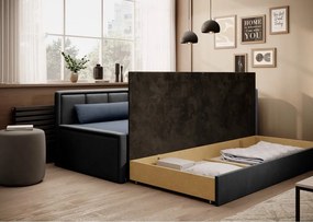 Modrá/šedá žinylková rozkládací/s úložným prostorem pohovka 214 cm Fulgeo – ELTAP