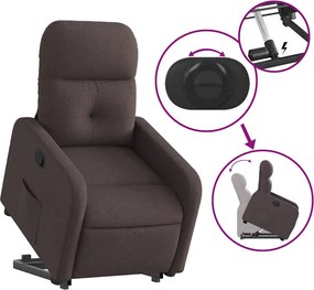 Zvedací polohovací křeslo tmavě hnědé textil 3206800