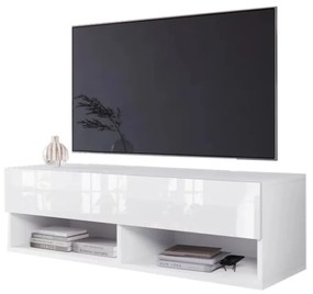 TV stolek LOWBOARD A 100, 100x30x32, bílá/bílá lesk, bez LED osvětlení