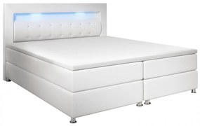 Goleto Postel Box Spring Montana s LED osvětlením 180 x 200 cm | bílá