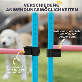 PawHut Agility set pro psy 4dílné výškově nastavitelné agility vybavení se 4 překážkami Přepravní taška 99 x 65 x 94 cm Světle modrá barva