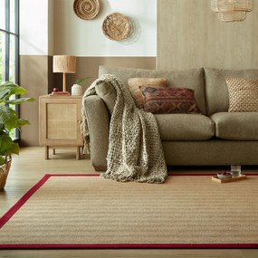 Kusový koberec Herringbone Border Kira Red, 200x290, béžová, chodba / predsieň, Flair Rugs