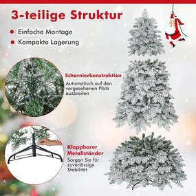 Costway 210 cm Umělý vánoční stromek zasněžený vánoční stromek předem smontovaný