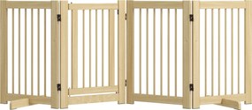 PawHut Bezpečnostní brána pro psy volně stojící s nohama 204 x 75 cm Dřevěná brána pro psy, schodišťová brána, dveřní brána pro schody, dveře, kuchyň,