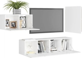 vidaXL 4dílný set TV skříněk dřevotříska [3079097] Barva: Betonová šedá