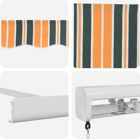Stahovací markýza Zelená a žlutá 300 x 250 cm Plátno a hliník 3330171