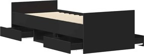 Rám postele s hlavovým a nožním čelem černý 90 x 200 cm 3203804