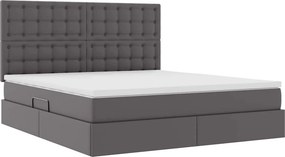 Postel s úložným prostorem s čelo Šedá 160 x 200 cm Umělá kůže 3371675