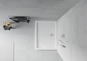 Mexen Flat obdélníkový sprchový kout slim 90 x 80 cm, bílý, sifon chrom - 40108090