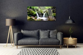 Obraz na skle Vodopád Skály Příroda 120x60 cm