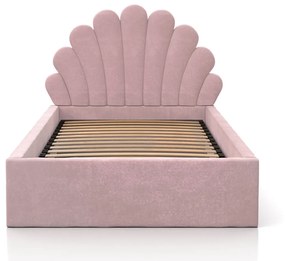 Čalouněná dětská postel 90x200 s roštem, růžový Velvet Kids Line 3 Mušle