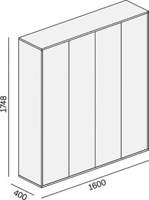 Kancelářská spisová skříň BLOCK, 4x dveře, 1600 x 400 x 1748 mm, dub přírodní