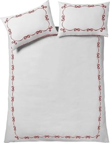 Červené/bílé povlečení na jednolůžko 135x200 cm Bow Embroidery – Catherine Lansfield