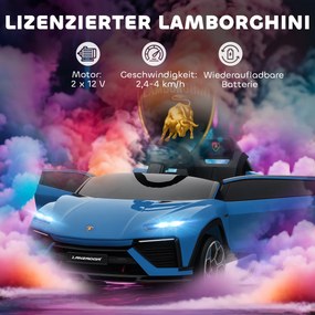 AIYAPLAY Dětské elektrické auto 12V Dětské auto s 2,4 GHz dálkovým ovládáním, 2 motory, klakson, LED, hudba, 101,5 x 49 x 43 cm, modrá