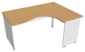Stůl ergo levý 160*120 cm - Hobis Gate GE 2005 L Dekor stolové desky: buk, Dekor lamino podnože: bílá, Barva nohy: stříbrná